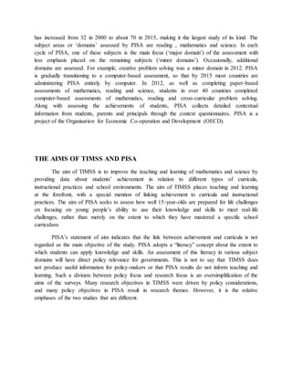 DISCUSSION ISSUES ON TIMSS AND PISA | DOCX | Education industry | Industries