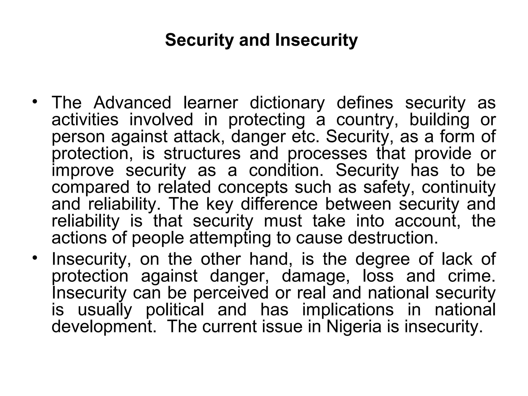 Repositioning education for security and unemployment challenges | PPT