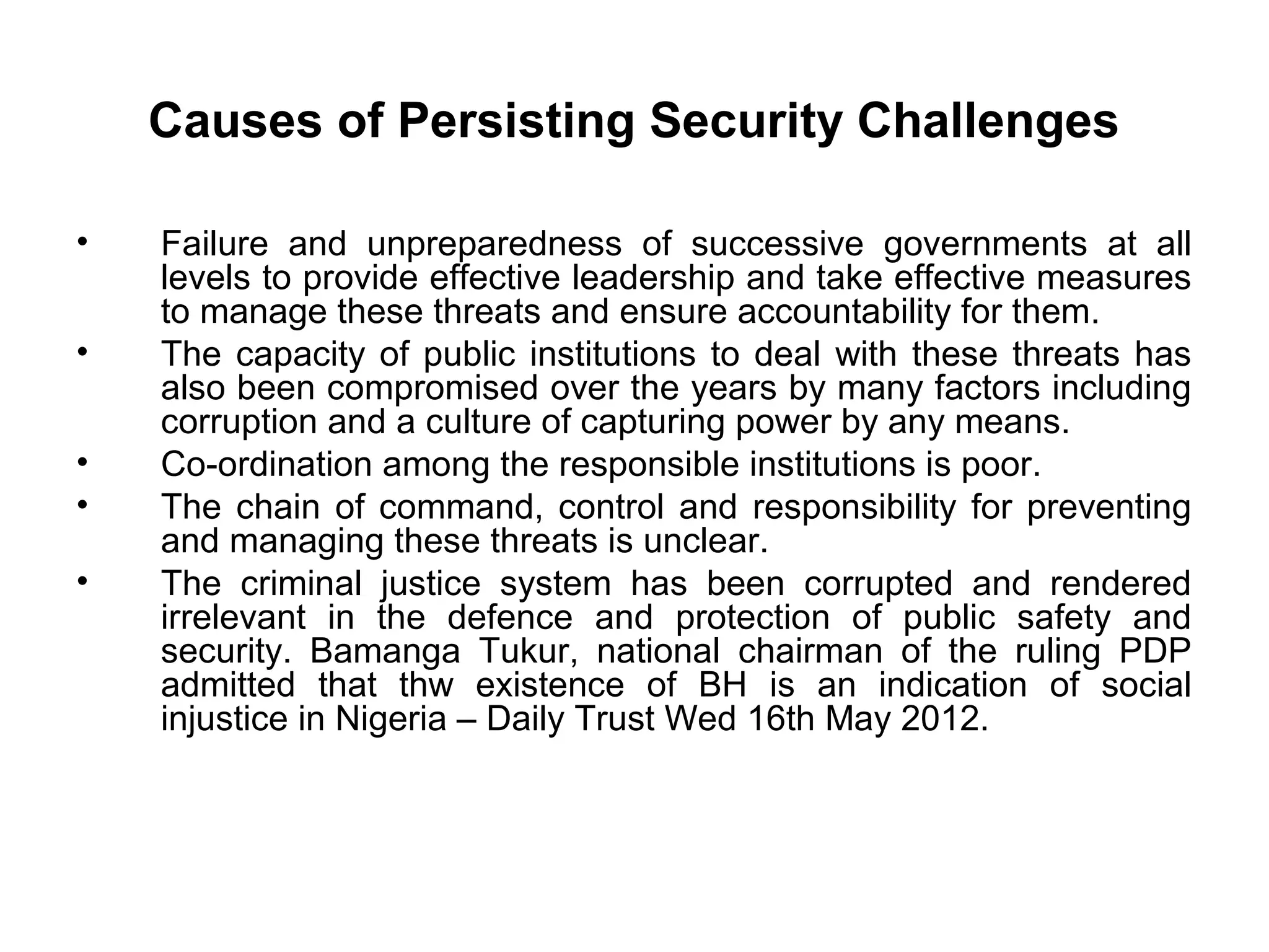 Repositioning education for security and unemployment challenges | PPT