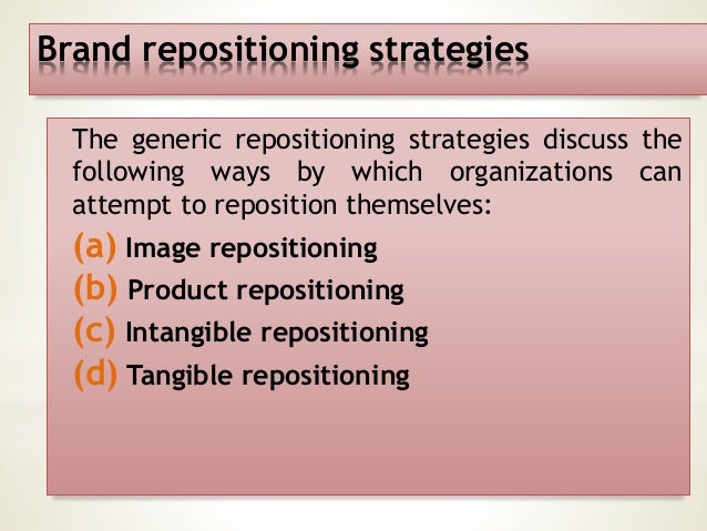 Repositioning strategies