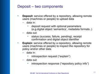 Repository Deposit Service Description | PPT | Computing | Technology ...