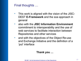 Repository Deposit Service Description | PPT | Computing | Technology & Computing