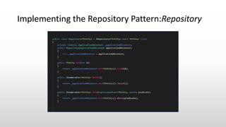 Repository Pattern with c# and Entity Framework | PPTX