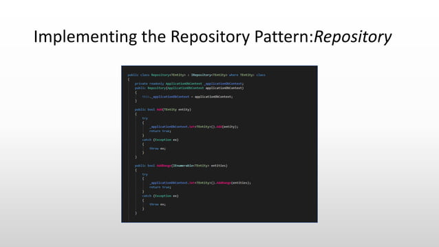 Repository Pattern with c# and Entity Framework | PPTX | Databases ...