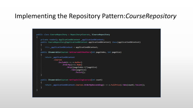 Repository Pattern with c# and Entity Framework | PPTX | Databases | Computer Software and ...