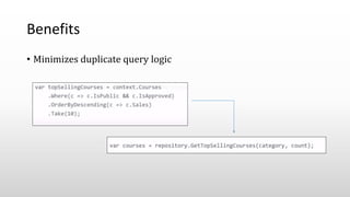 Repository Pattern with c# and Entity Framework | PPTX
