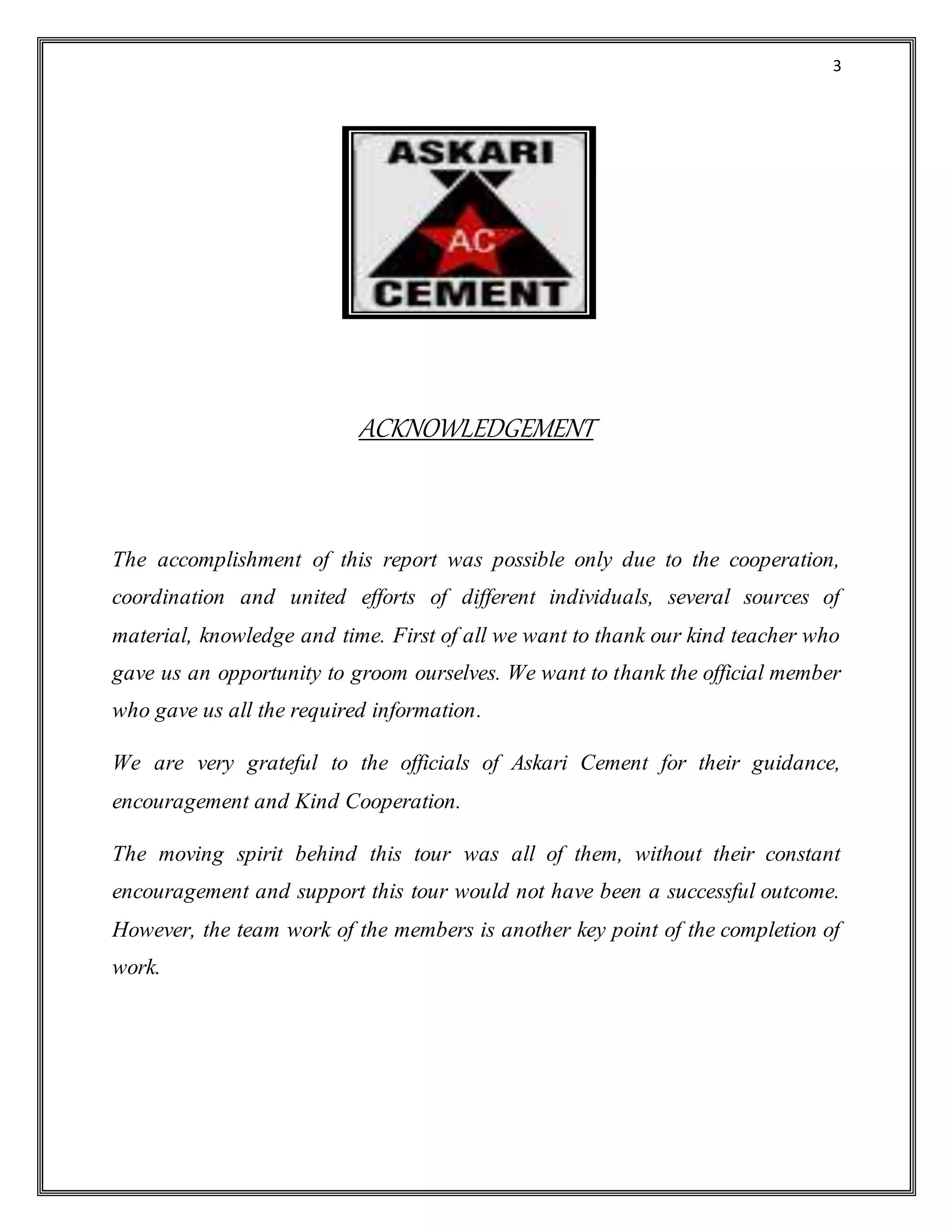 askari cement report | DOCX