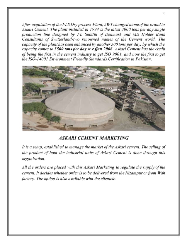 askari cement report | DOCX