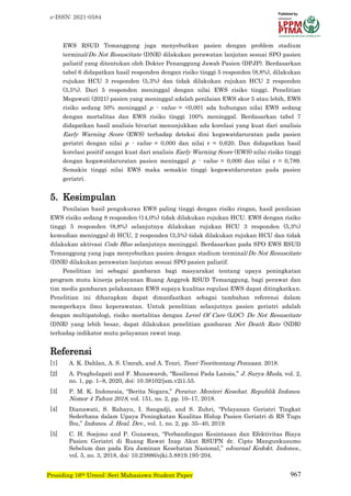Analisis Early Warning score terhadap deteksi dini kegawatdaruratan pada lansia | PDF