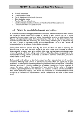 Repowering and Used Wind Turbines | PDF