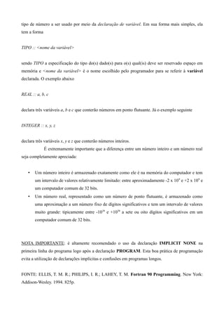 FORTRAN 90 - Representacao numeroscomputador | PDF