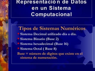 RepresentacióN De Datos En Un Sistema Computacional | PPT