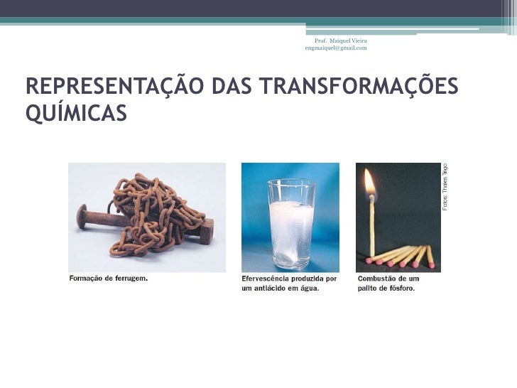 Representação das transformações químicas