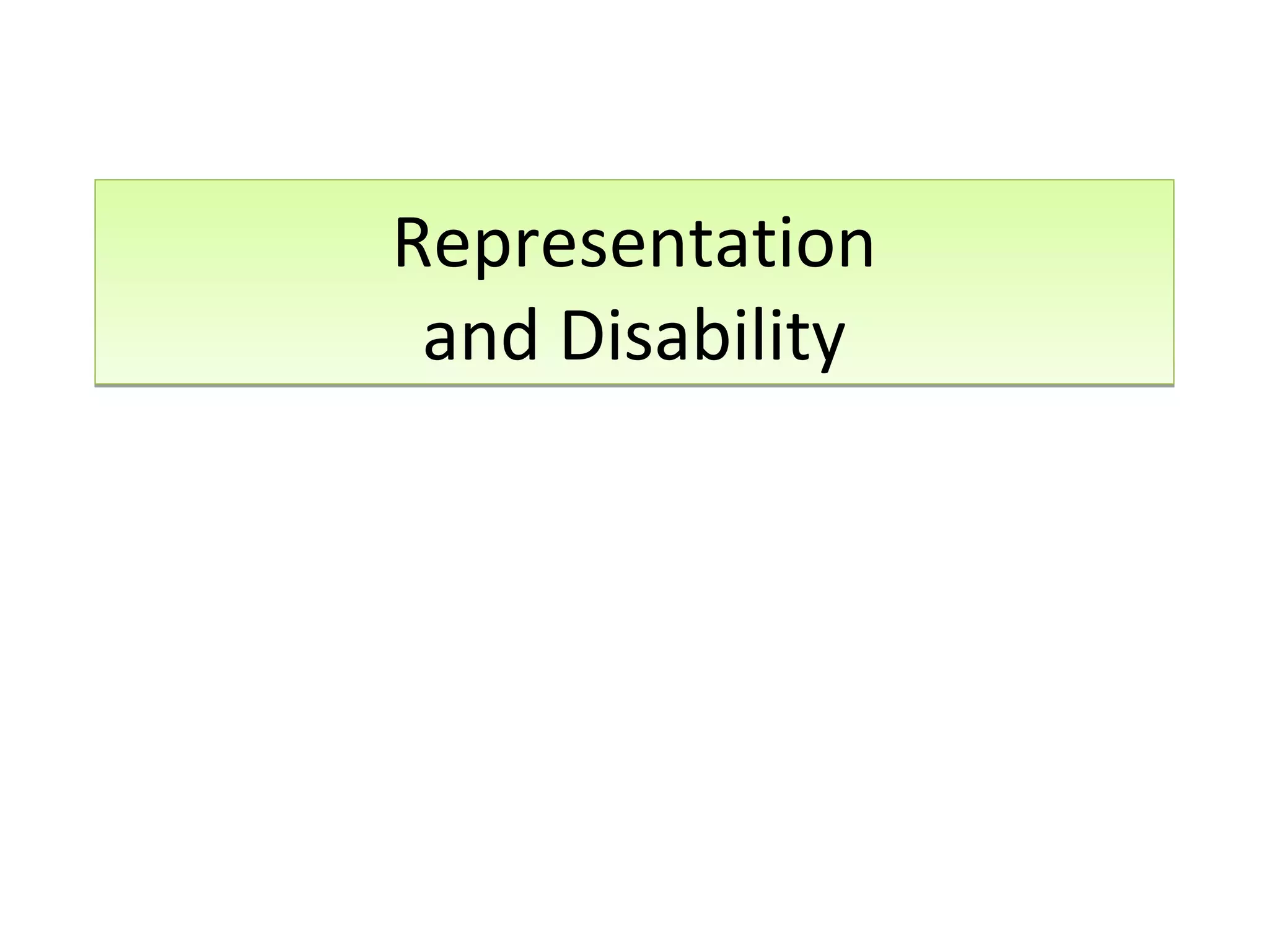Representation disability | PPT