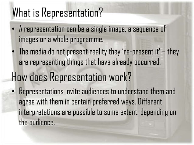 A2 Media Studies: Representation Intro | PPTX