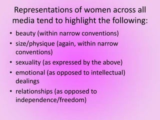 Representation in the media gender | PPTX