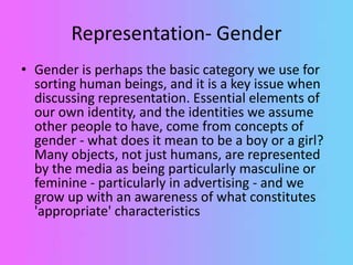 Representation in the media gender | PPTX