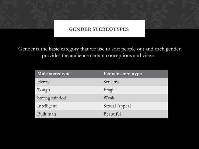 Representation into male and females in thriller films | PPT