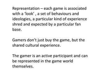 Representation in video games | PPTX
