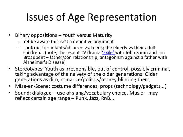 Representation of Age | PPT