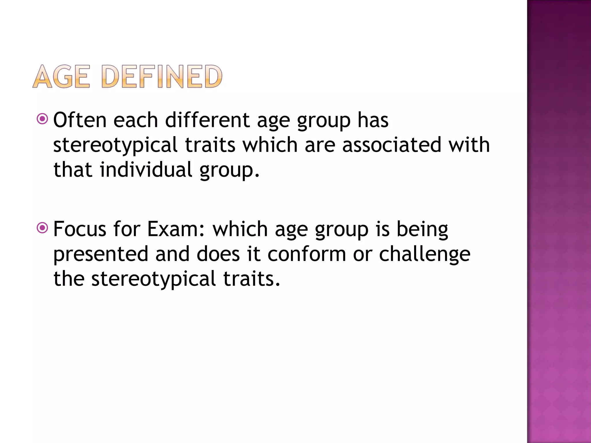 Representation of age | PPT | Eldercare | Family and Relationships