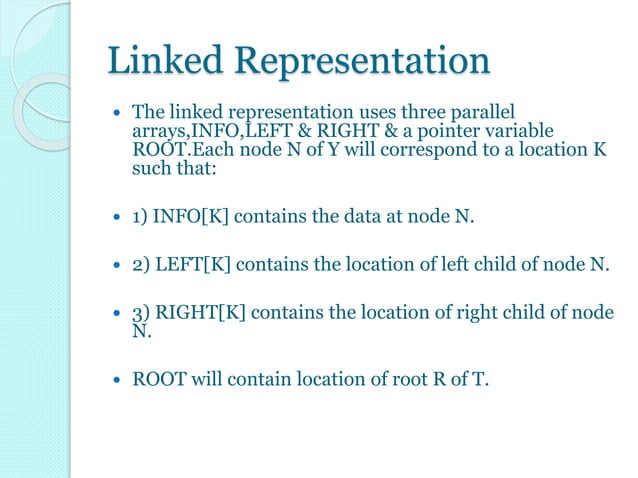 Binary Tree Representation in memory | PPTX