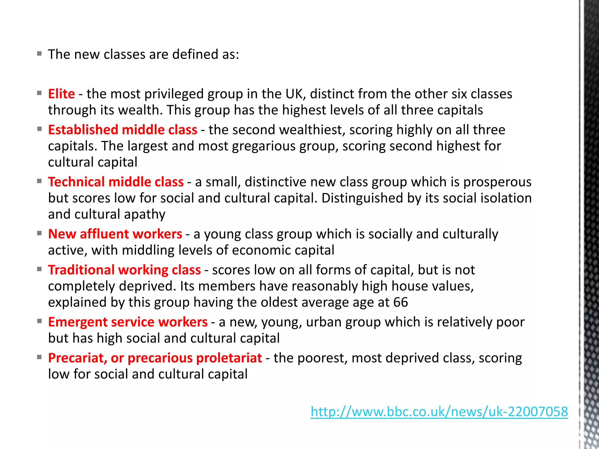 Representation of class & status | PPTX