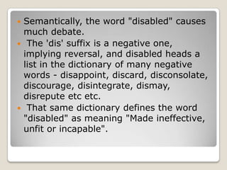 Representation of disability | PPT