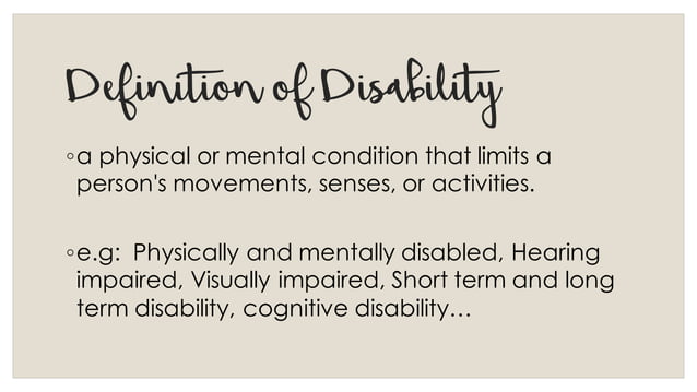 Representation of Disability | PPT