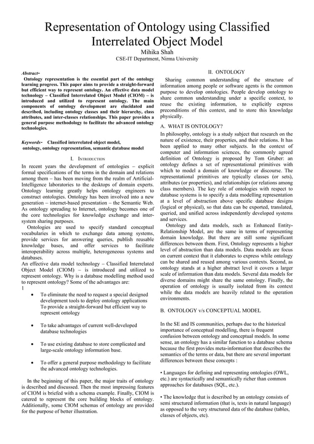 Representation of ontology by Classified Interrelated object model | PDF