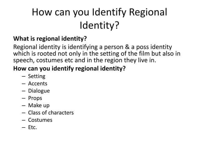 Representation of regional identity | PPTX