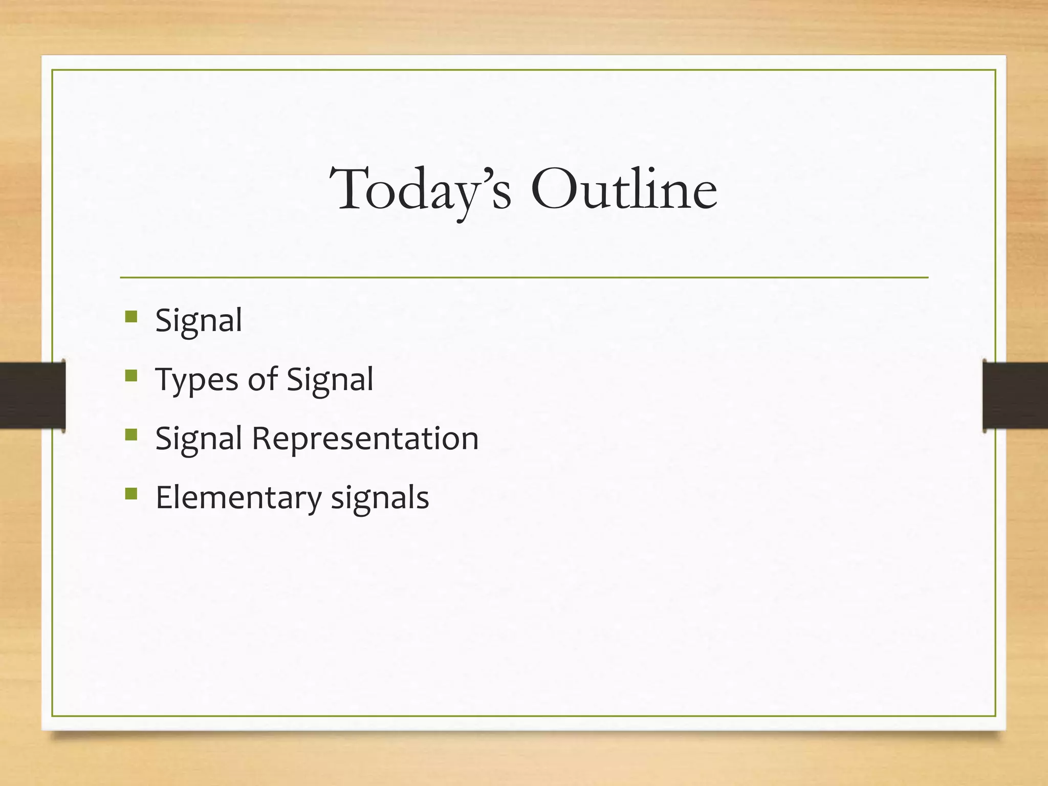 Representation of signals | PPTX