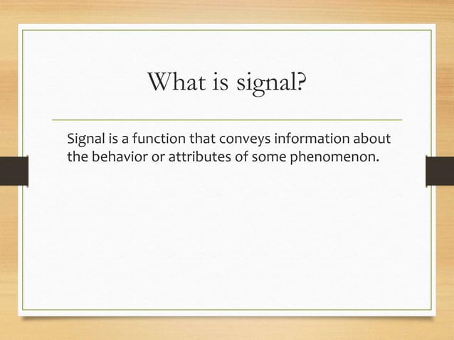 Representation of signals | PPTX