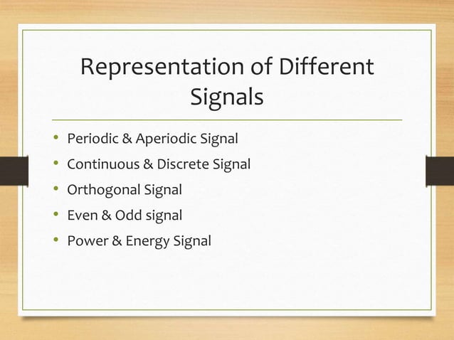 Representation of signals | PPTX