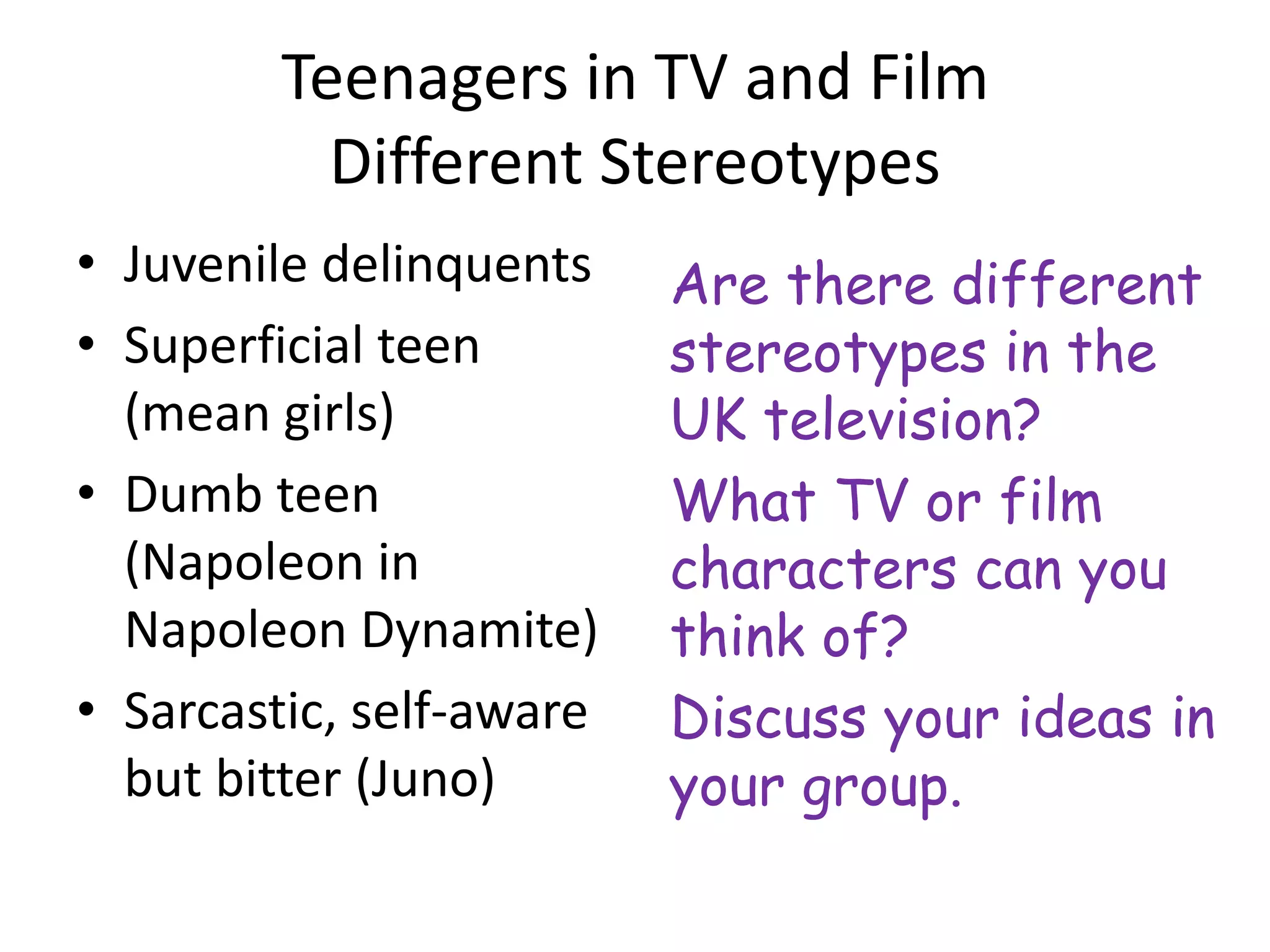 Representation of teenagers | PPT