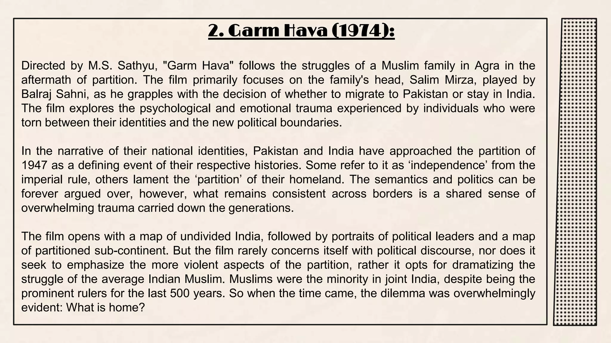 Representation of the Horror of Partition in cinema.pptx