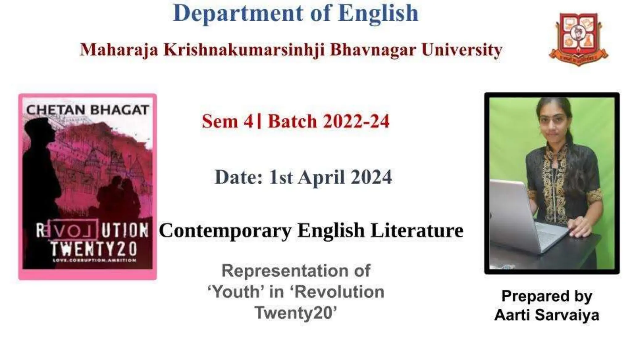 REPRESENTATION OF YOUTH IN CHETAN BHAGAT’S REVOLUTION2020.pptx