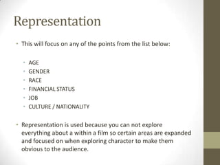 Representation, star, target audience | PPTX