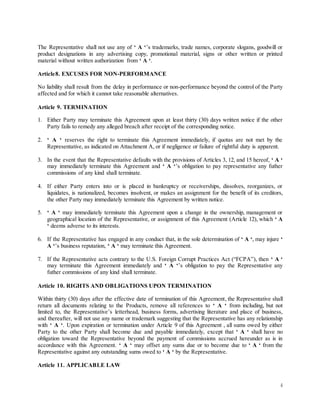 Form of Representative Agreement (Purchase this doc, Text: 08118887270 ...
