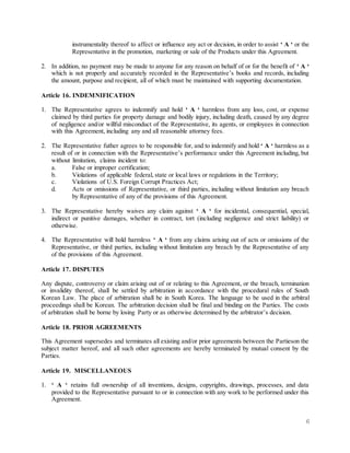 Form of Representative Agreement (Purchase this doc, Text: 08118887270 ...