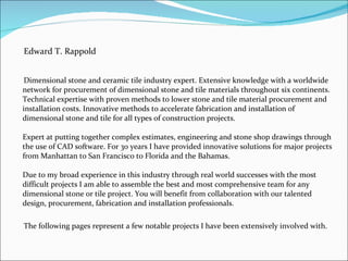 Representative Dimensional Stone Projects | PPT