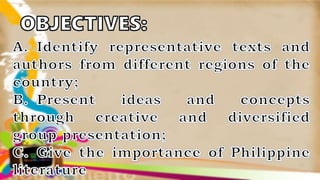 Representative texts and authors from Philippine region Part 1 | PPTX
