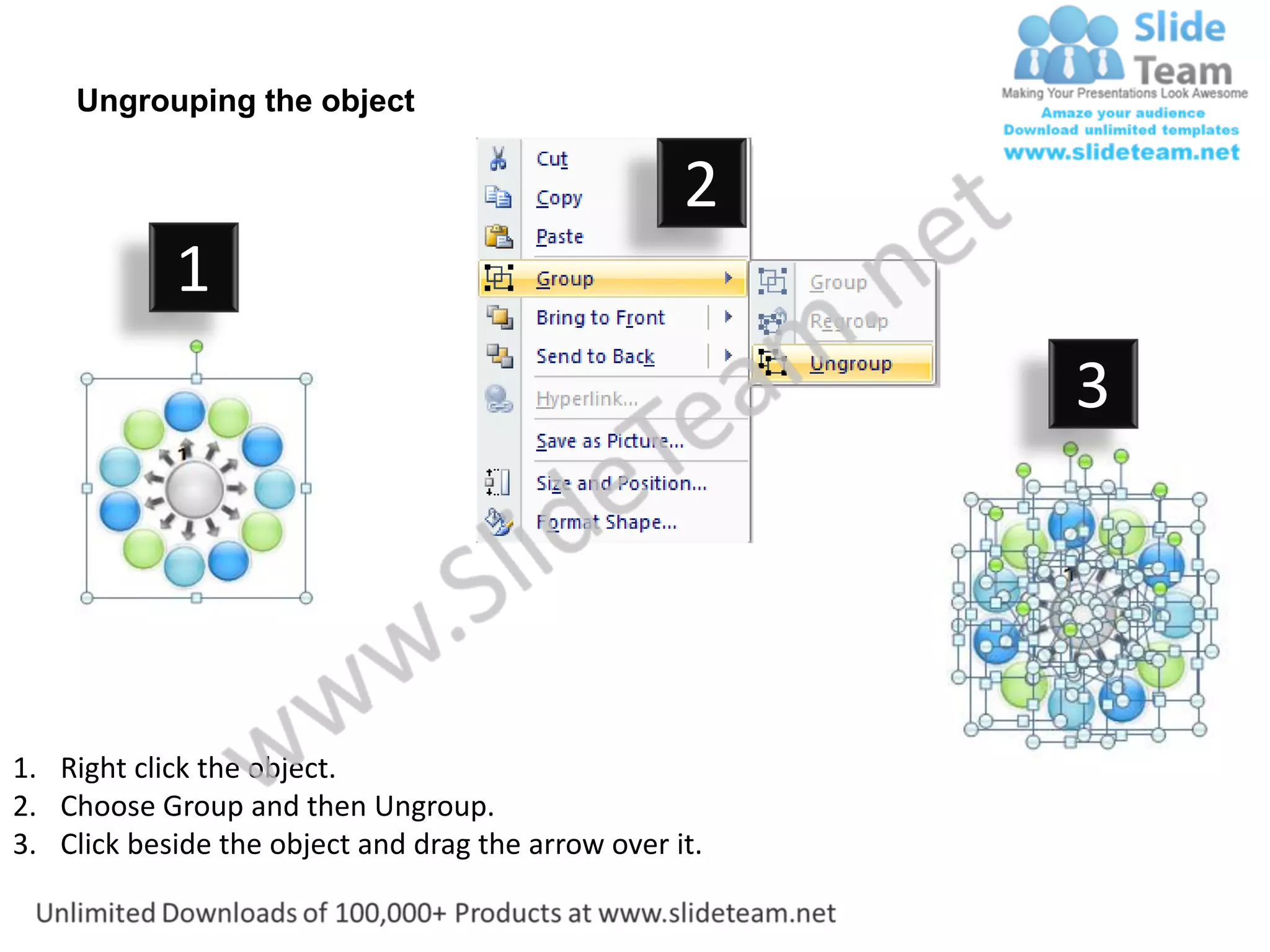 Representing diverging circular flow chart layout process power point ...