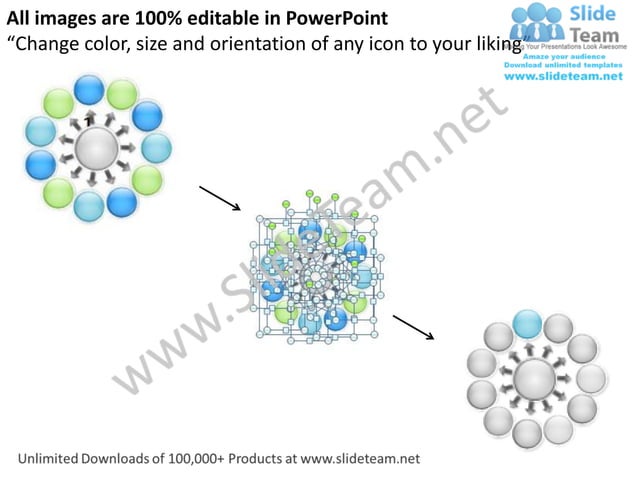 Representing diverging circular flow chart layout process power point ...