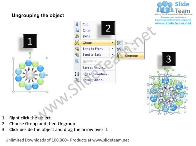 Representing diverging circular flow chart layout process power point ...