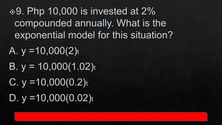 Representing Real-Life Situations Using Exponential Functions | PPTX