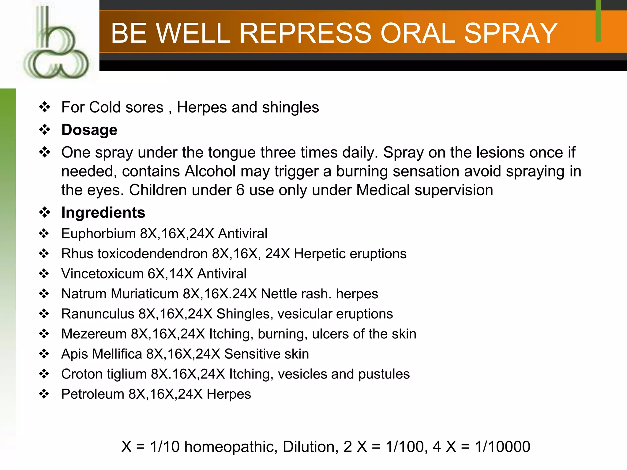 Repress Homeopathic Oral spray | PPT