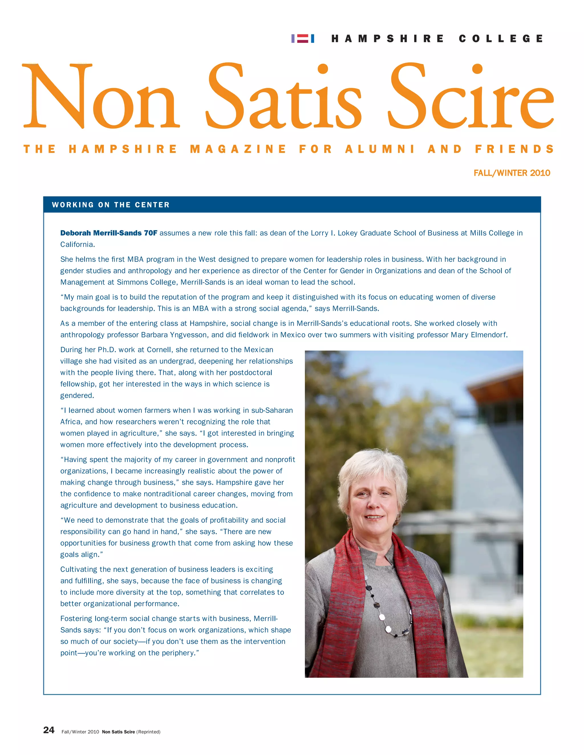 Hampshire College Alumni Profile of Deborah Merrill Sands | PDF