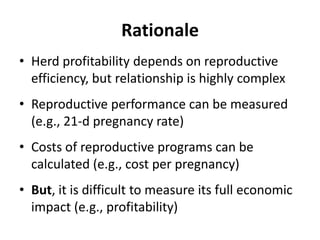 Economic Analysis Tools for Dairy Reproduction Programs | PPTX