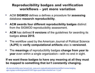 Reproducibility by Other Means: Transparent Research Objects | PPT